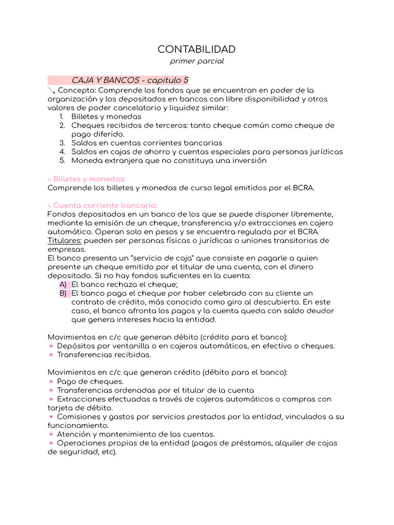 Resumen Primer Parcial | PDF | Bancos | Cheque