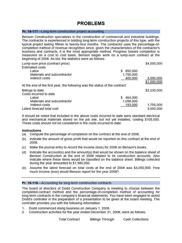 Long-Term Construction Accounting Guide | PDF