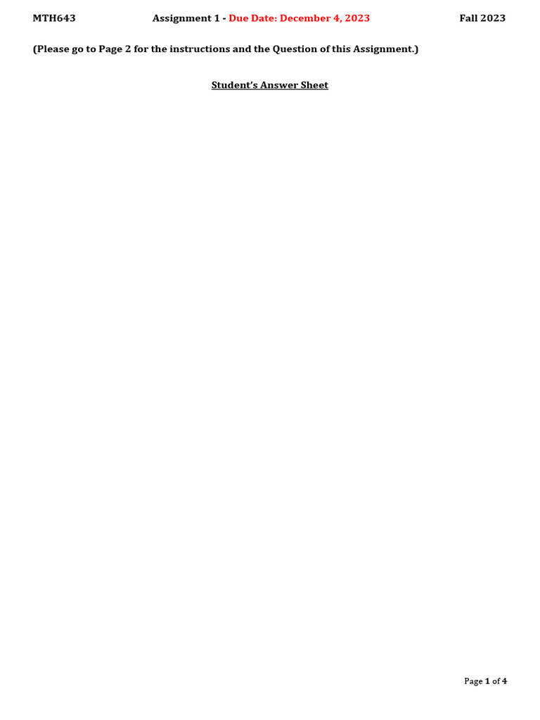 Fall 2023 - MTH643 - 1 | PDF | Matlab | Computing