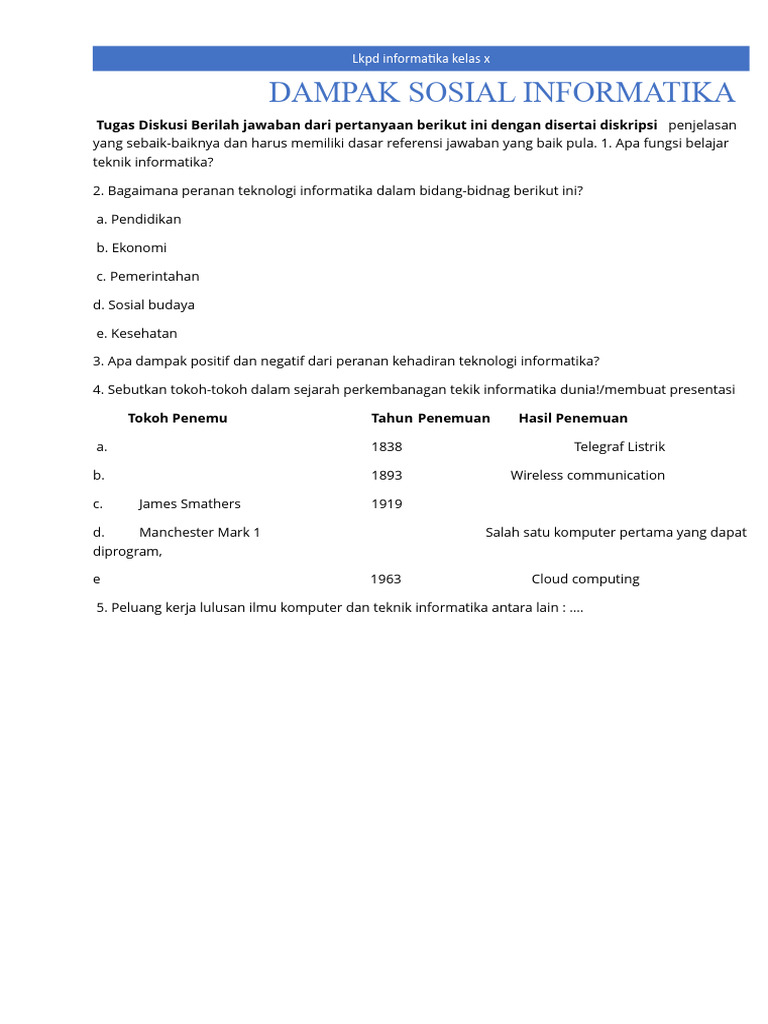 LKPD Dampak Informatika' | PDF