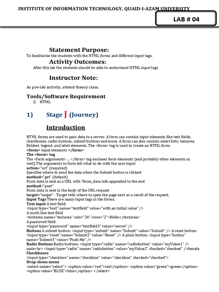 Lab4 and Lab5 | PDF | Html Element | Html