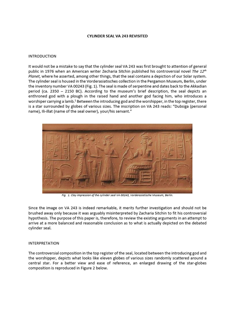 Cylinder Seal Va 243 Revisited | PDF | Zecharia Sitchin | Planets