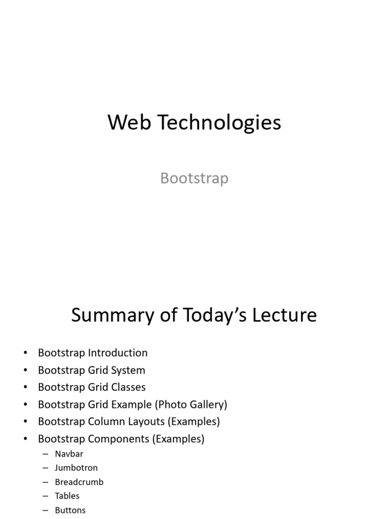 Lecture 8 - Bootstrap | PDF | Bootstrap (Front End Framework) | Information Technology