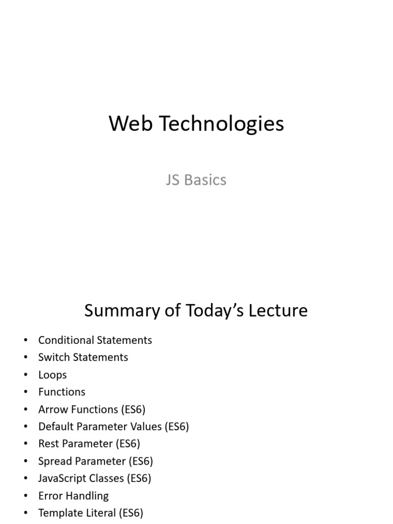 Lecture 10 Javascript Basics 2 Pdf Parameter Computer Programming Class Computer 9710