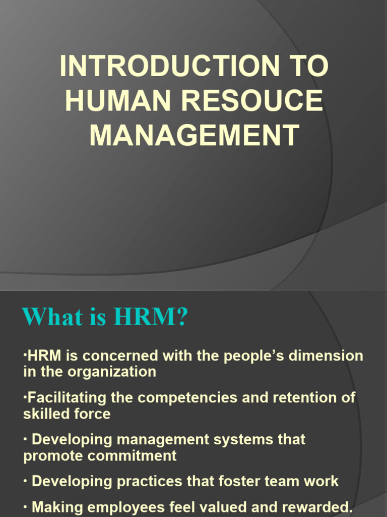 1a4 Introduction To HRM | PDF