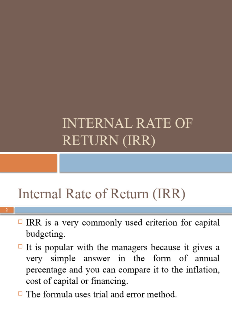 Capital Budgeting Techniques IRR | PDF | Internal Rate Of Return ...
