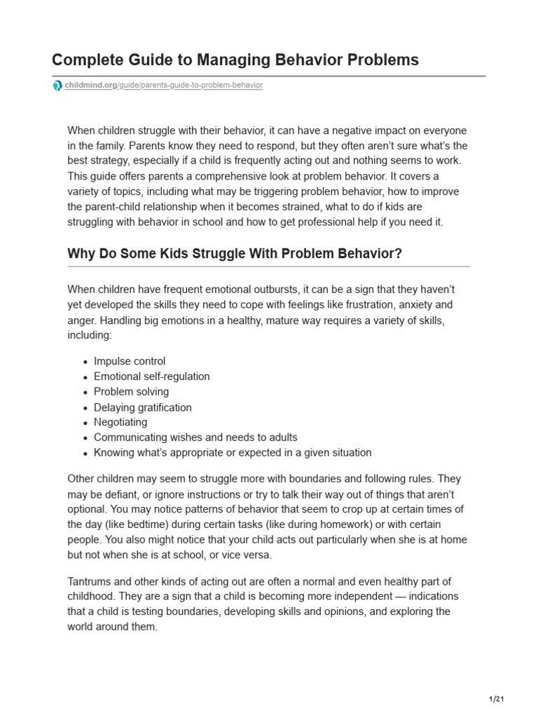 Complete Guide To Managing Behavior Problems | PDF | Attention Deficit ...