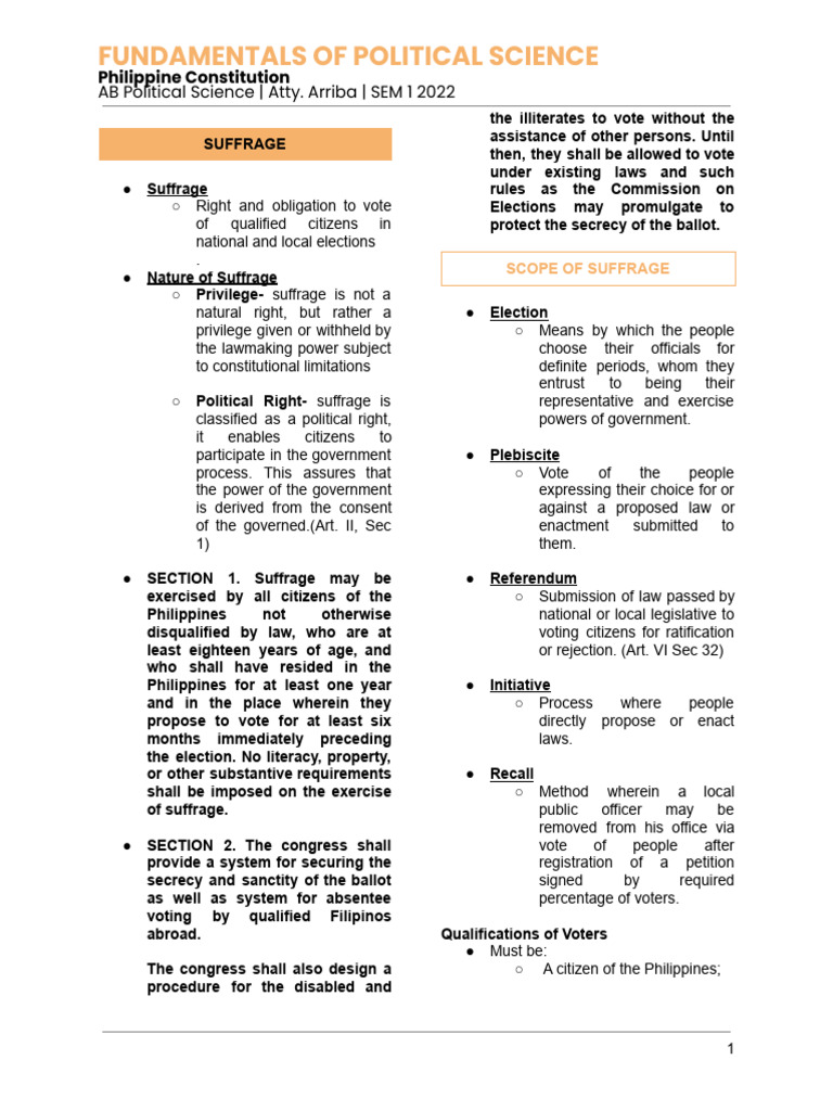 FPS-REVIEWER-FINALS fundamentels of political science notes | PDF ...