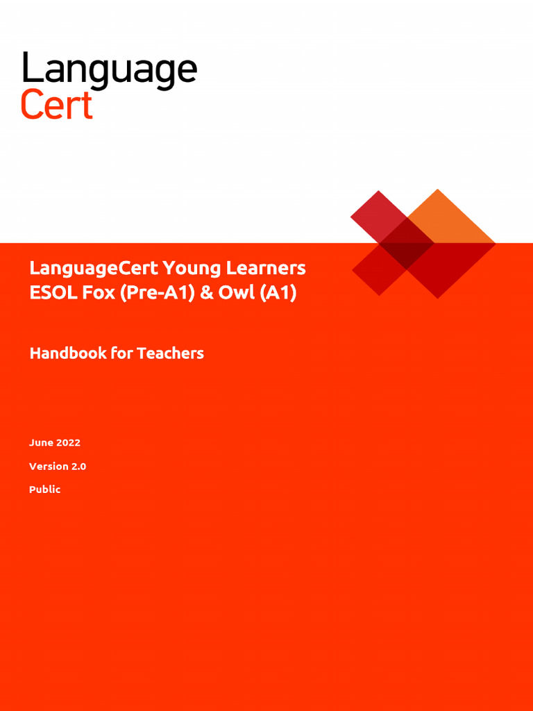 Handbook For Teachers LanguageCert Young Learners ESOLver010 | PDF