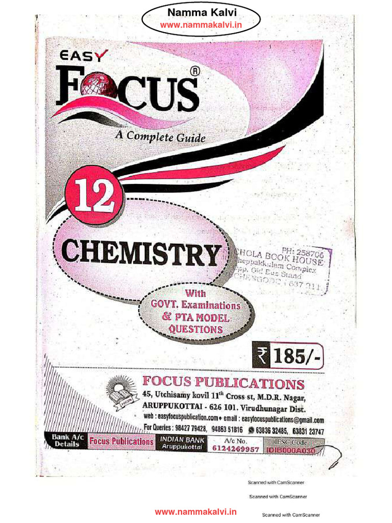Namma Kalvi 12th Focus Chemistry Guide em 219639 | PDF