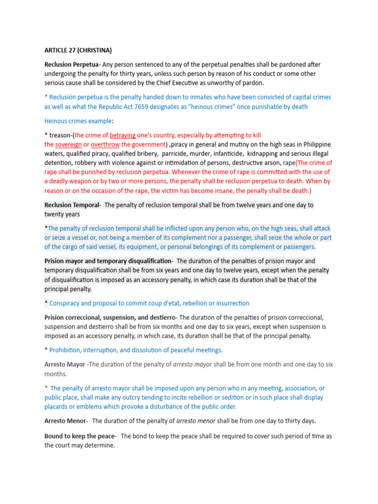 ARTICLE 27-35 of RPC | PDF | Bail | Crimes