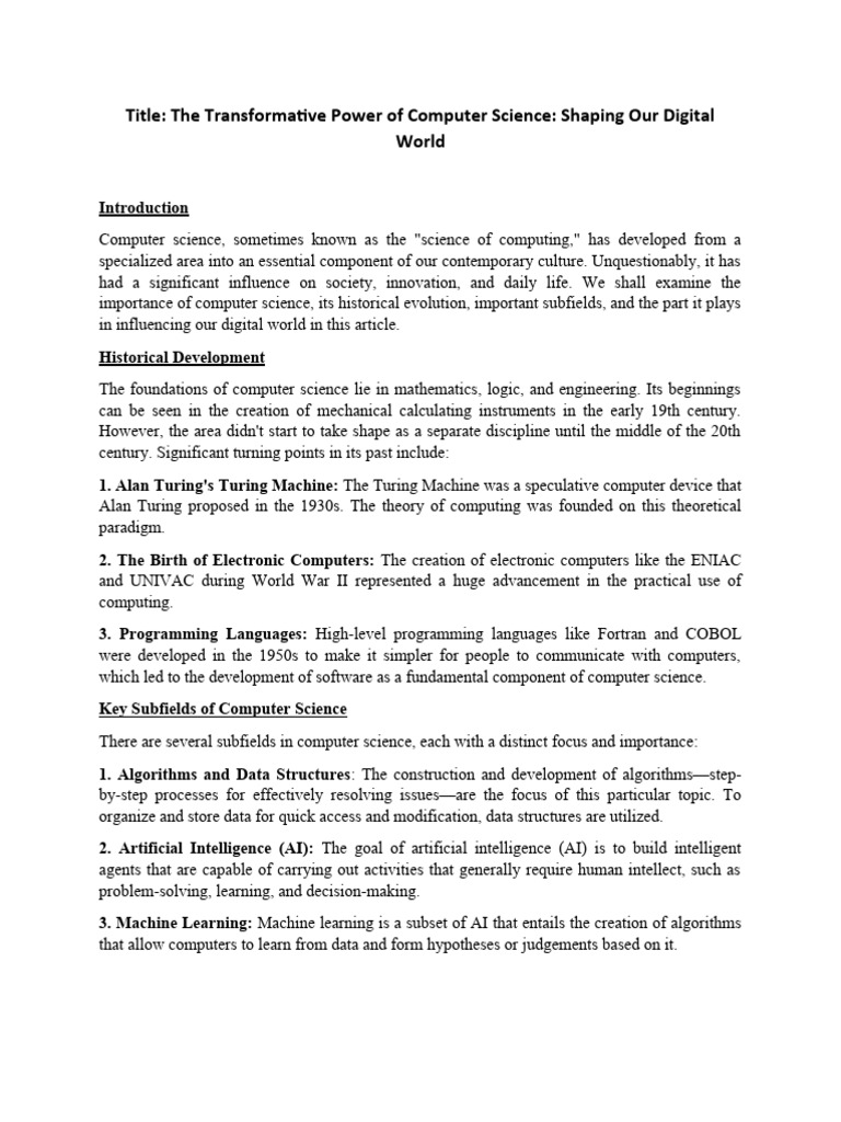 Computer Science Pdf Computer Science Computing