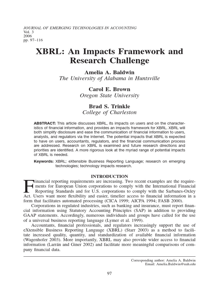 Baldwin Et Al 2006 ABS1 XBRL Intermediaries | PDF | Accounting | Information