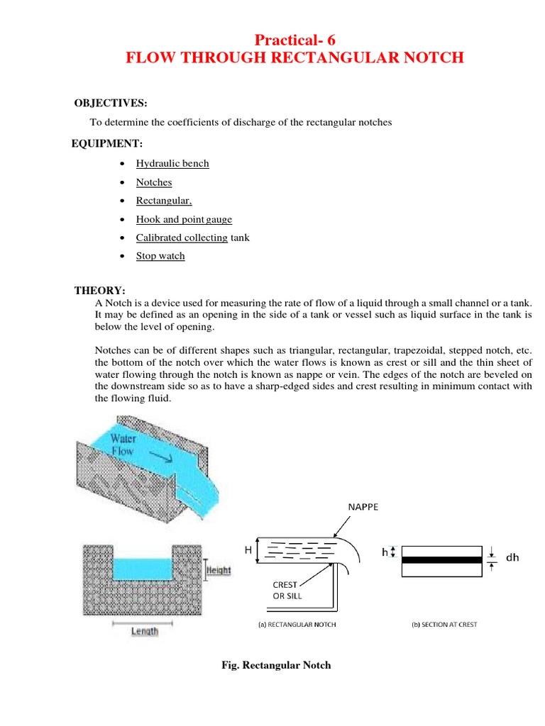 Rectangular Notch PDF | Download Free PDF | Discharge (Hydrology) | Soft Matter