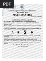Grade 5 Maths Paper 1 | PDF | Mathematics