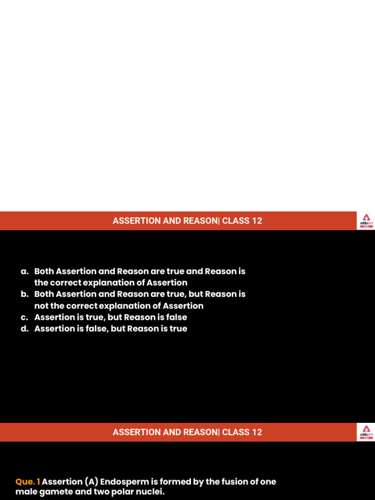 Assertion and Reason - Class 12 | PDF | Sex | Biotechnology