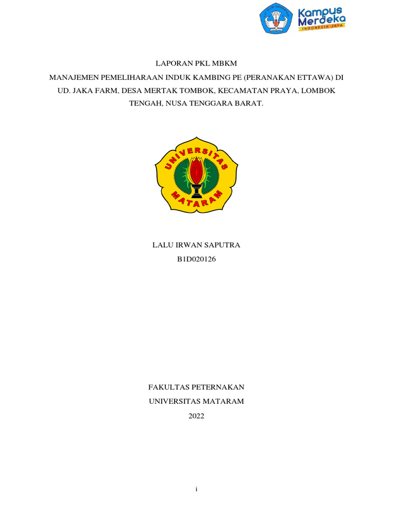 Laporan PKL MBKM Lalu Irwan Saputra Fiks | PDF