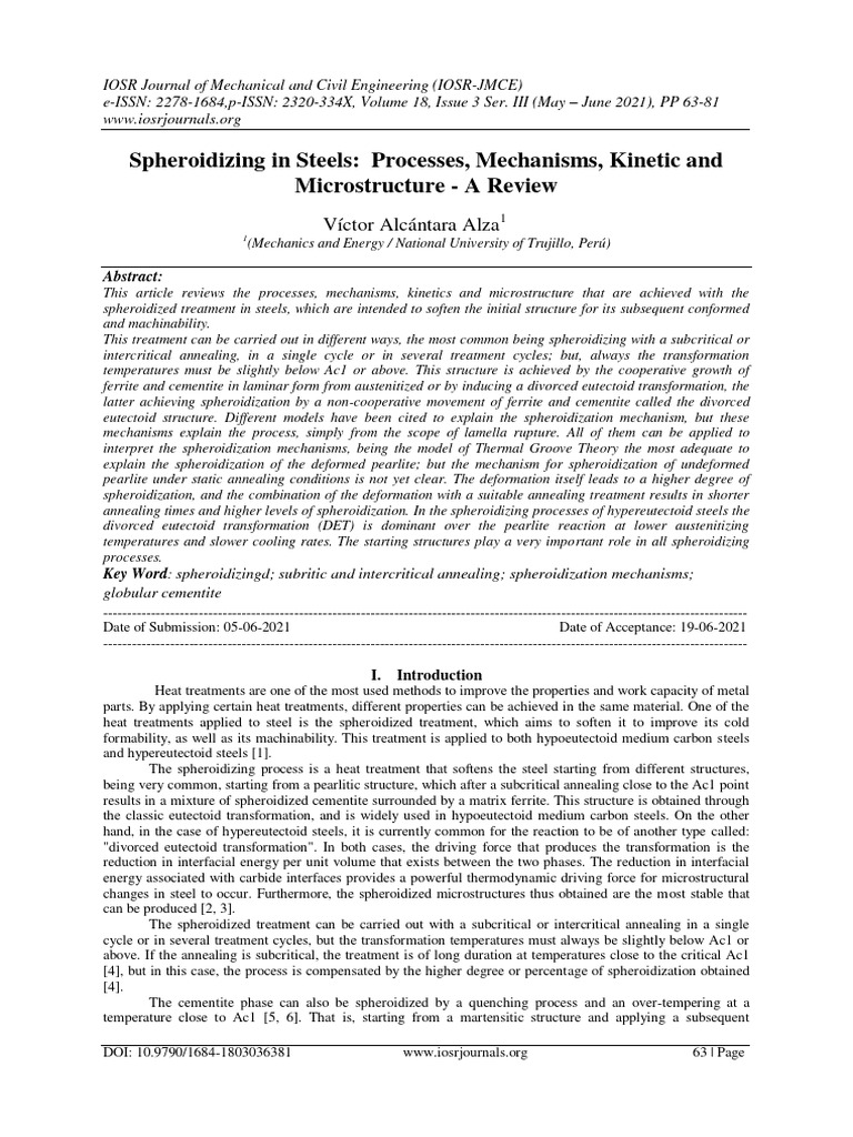 Imp Article - Sph. Annealing Detailed Metallurgy | PDF | Heat Treating ...
