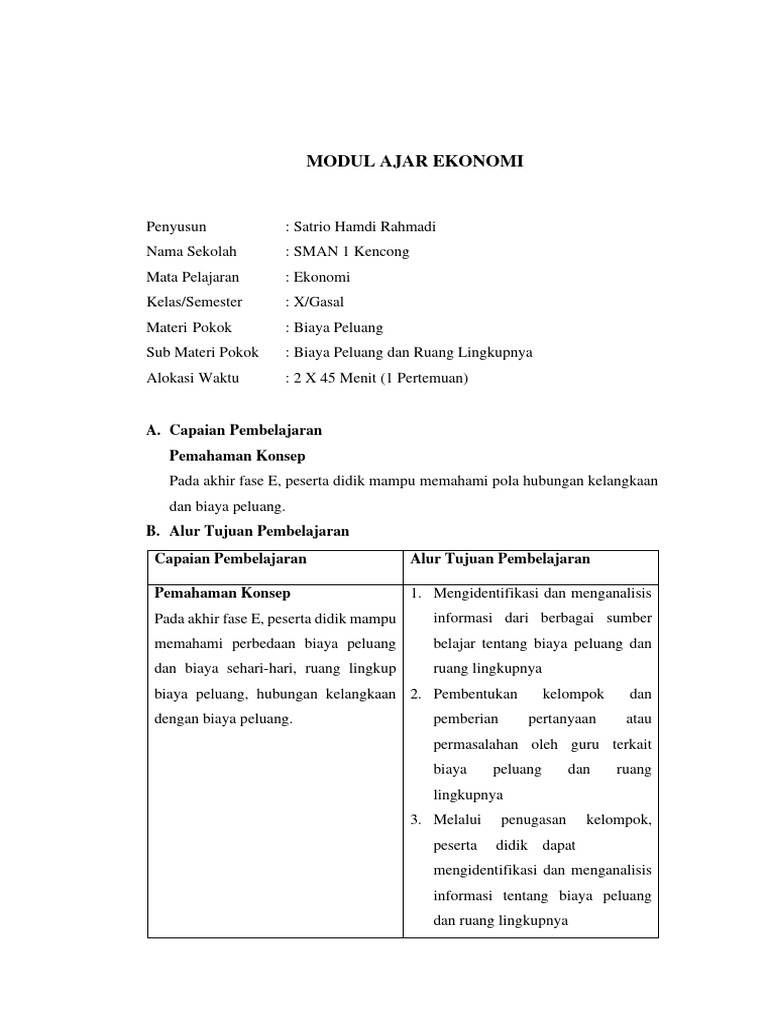 Modul Ajar Ekonomi | PDF