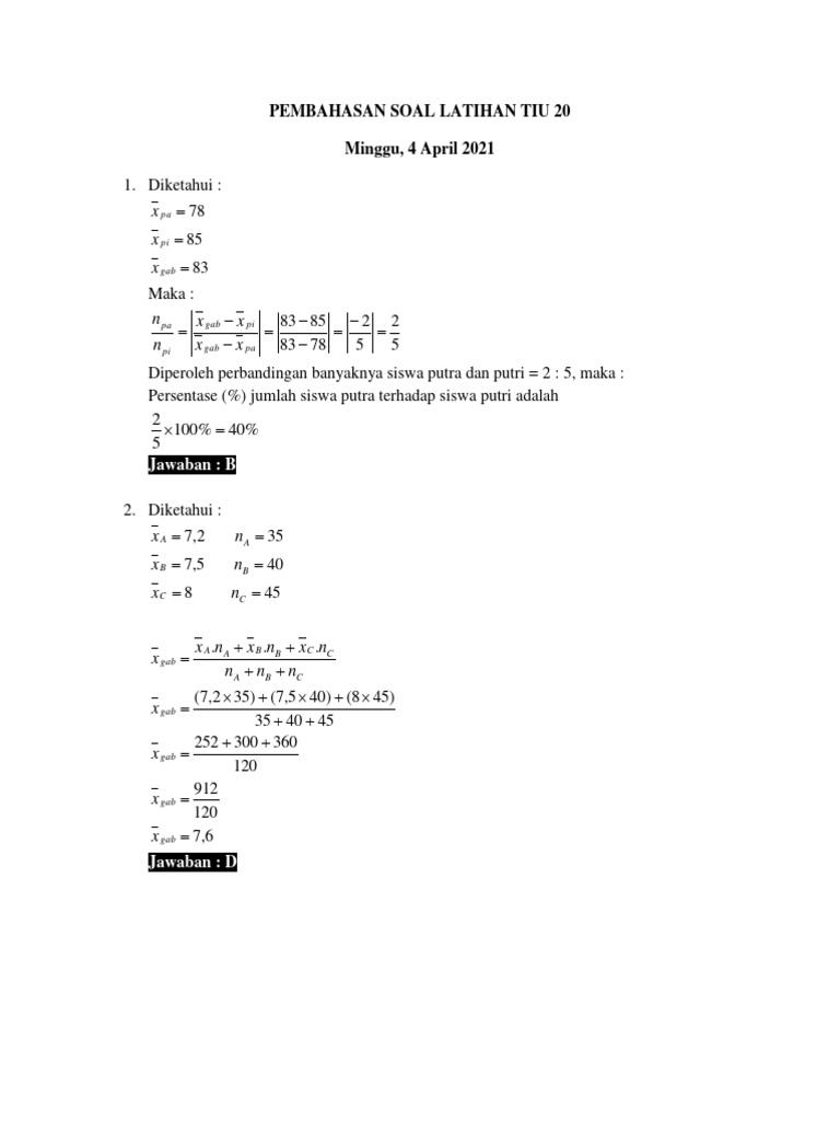Soal Latihan TIU dan Pembahasan | PDF | Metode & Bahan Ajar