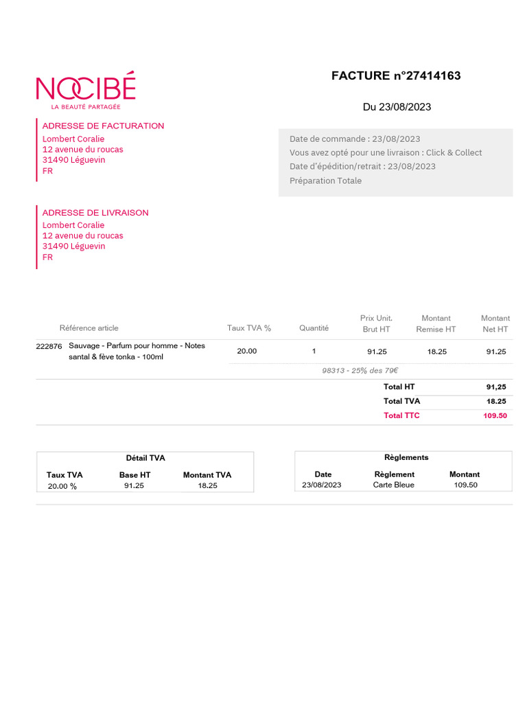 Facture Nocibé | PDF