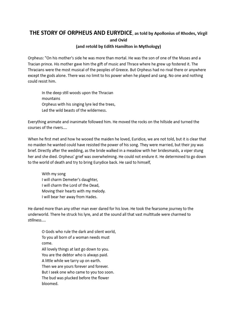 Orpheus And Eurydice Isesend Version Download Free Pdf Orpheus Hades