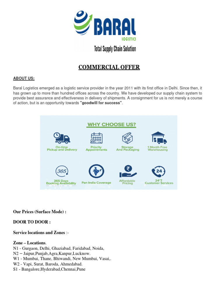 Baral Logistics - Pan India Small Cargo Prices (Very Cheap) | PDF
