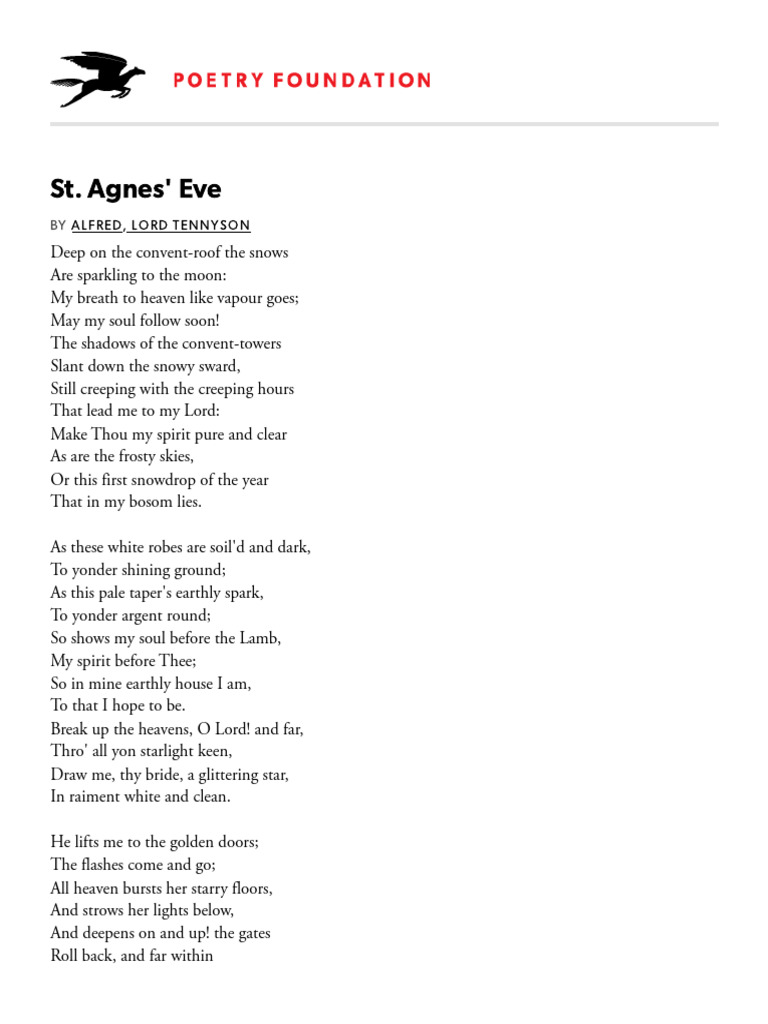 St. Agnes' Eve: A Poetic Reflection | PDF | Religion & Spirituality ...
