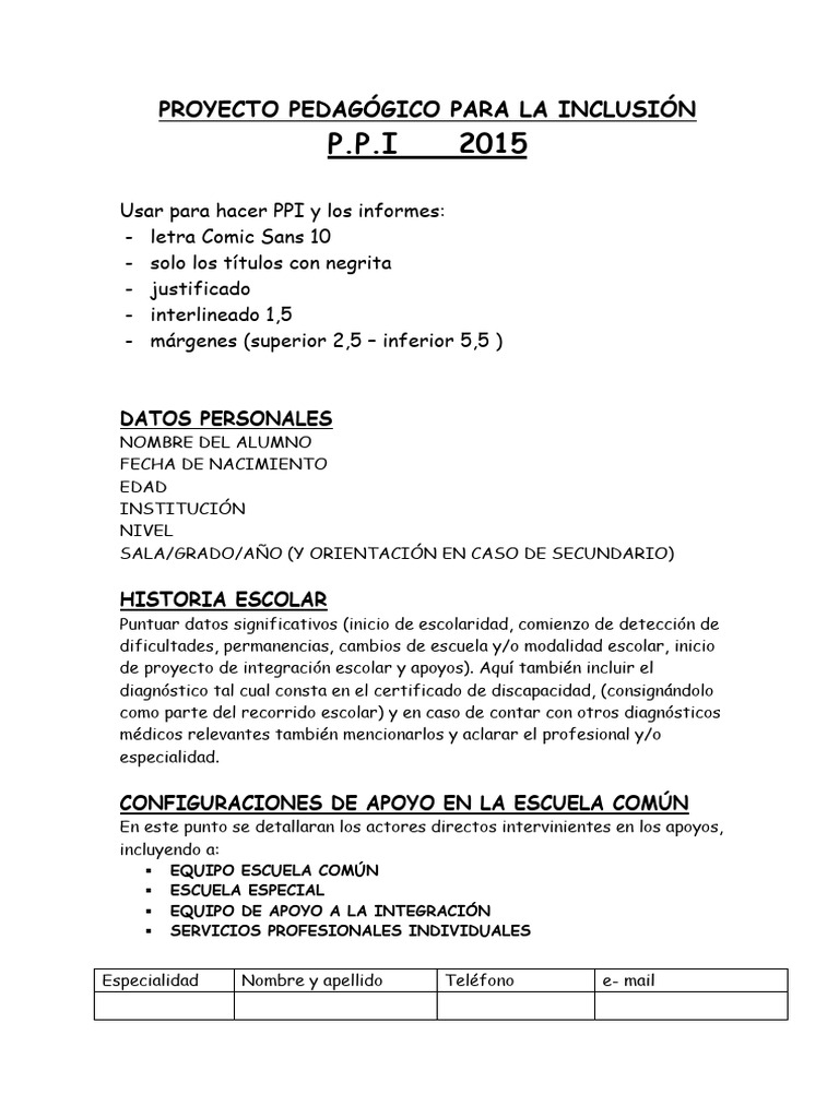 05 - PROYECTO PEDAGÓGICO PARA LA INCLUSIÓN PPI | PDF | Evaluación | Aprendizaje