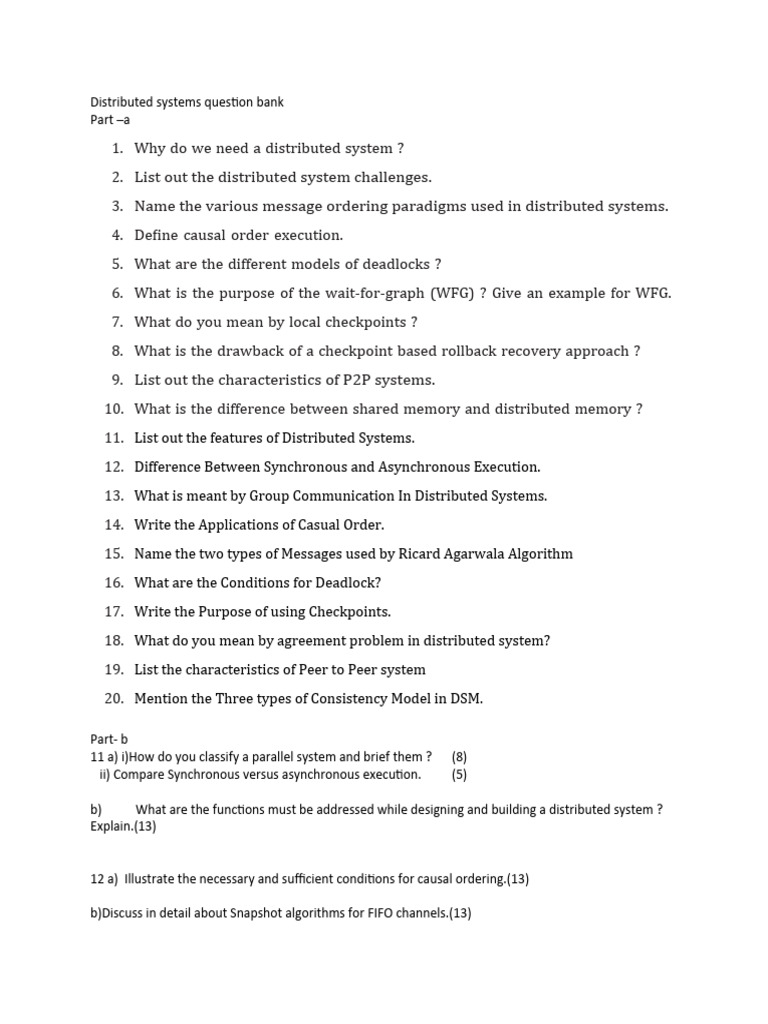 Distributed Systems Question Bank | PDF | Distributed Computing | Applied Mathematics