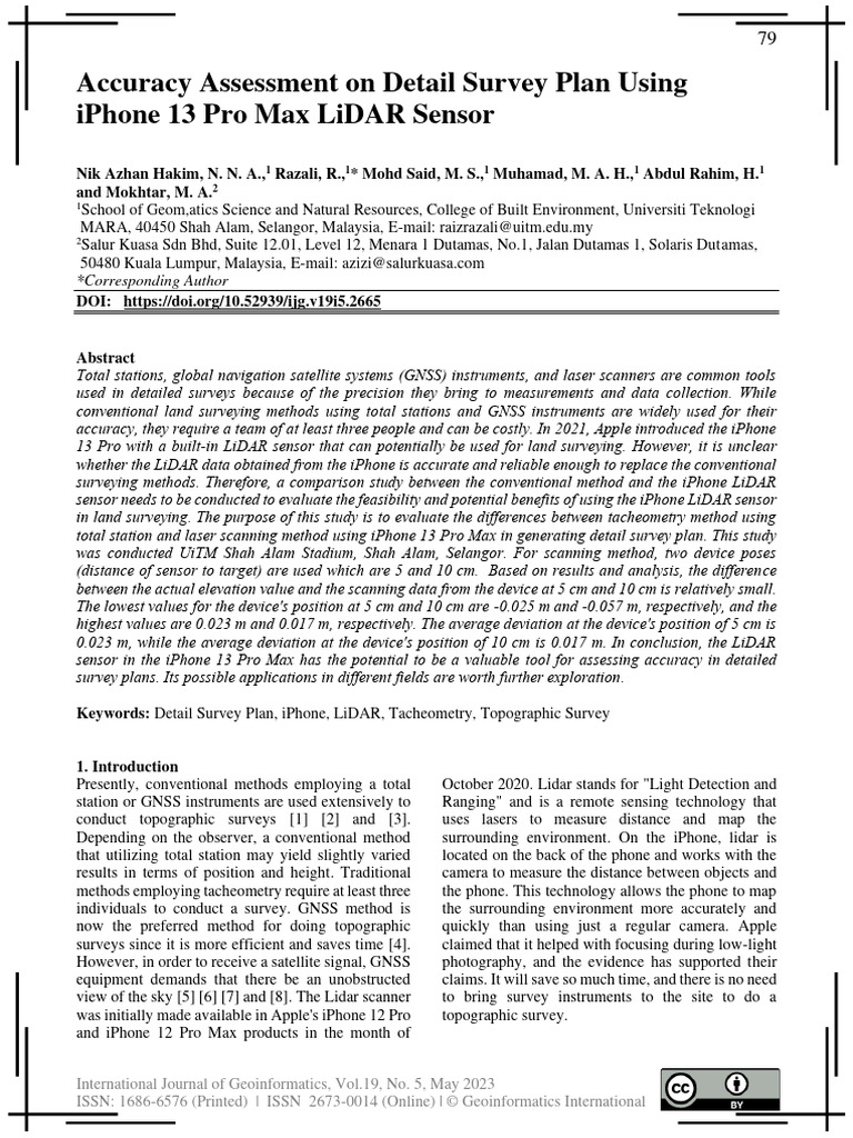 iPhone 13 Pro Max LiDAR Survey Accuracy | PDF | Lidar | Surveying