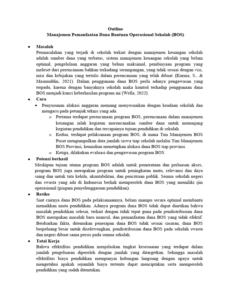 Liska - Operasi Pendidikan Publik Dana BOS & Outline | PDF