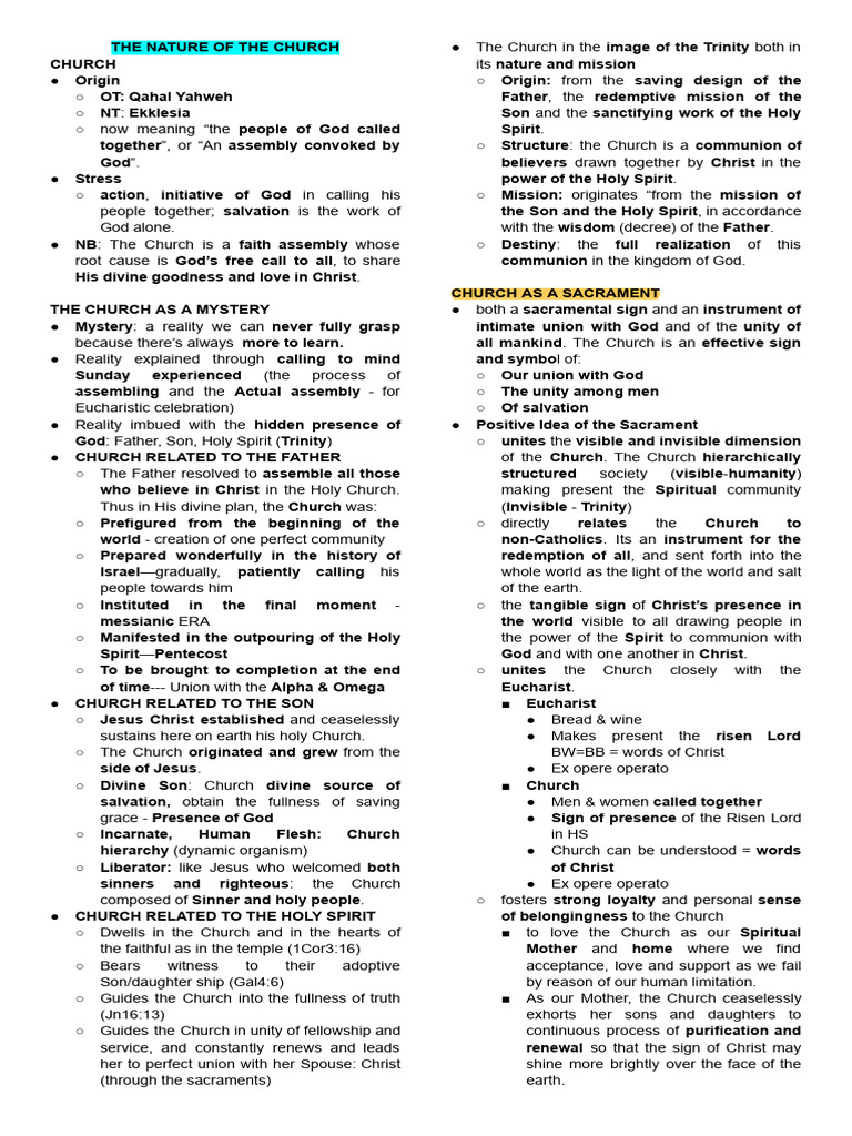 Theo 1 Module 3 Notes | PDF | Eucharist | Catholic Church