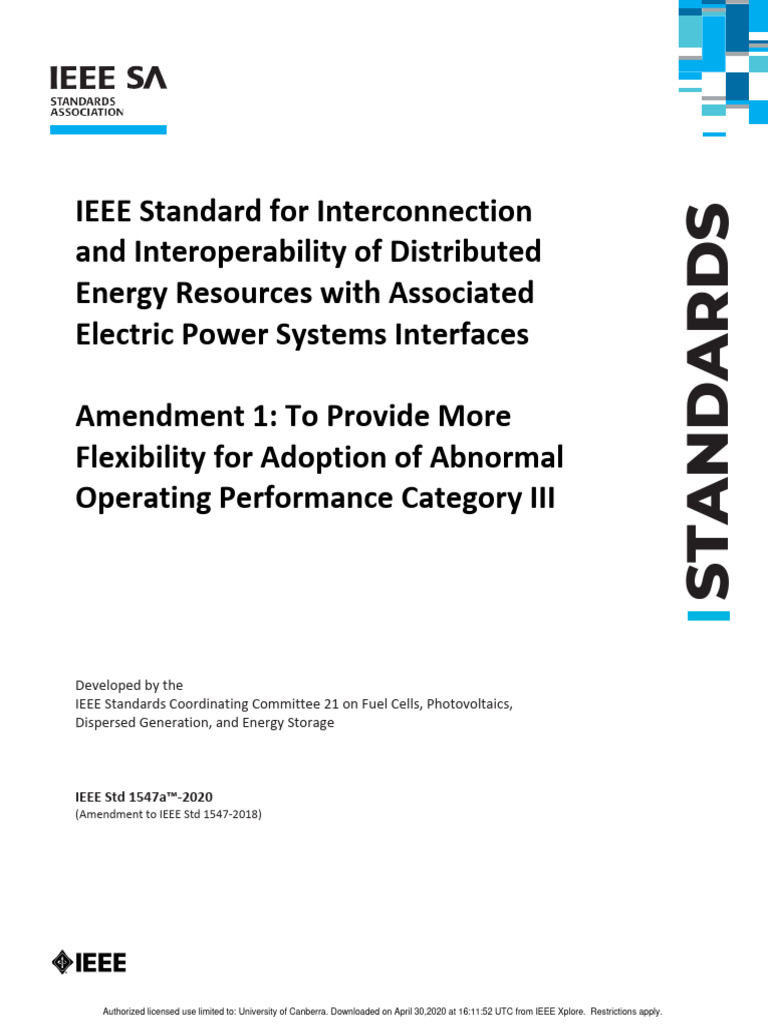 IEEE Standard For Interconnection and Interoperability of Distributed ...
