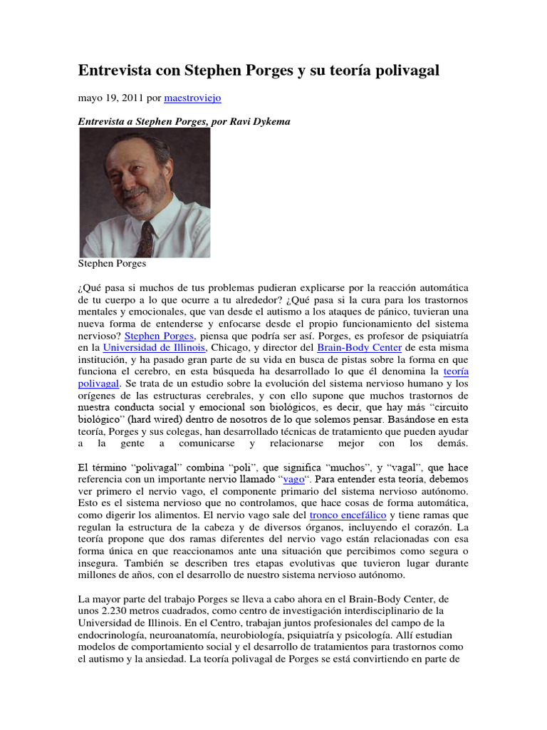 Entrevista sobre la teoría polivagal | PDF | Cerebro | Espectro autista