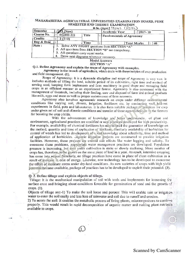 Agro 111 Model Answer | PDF