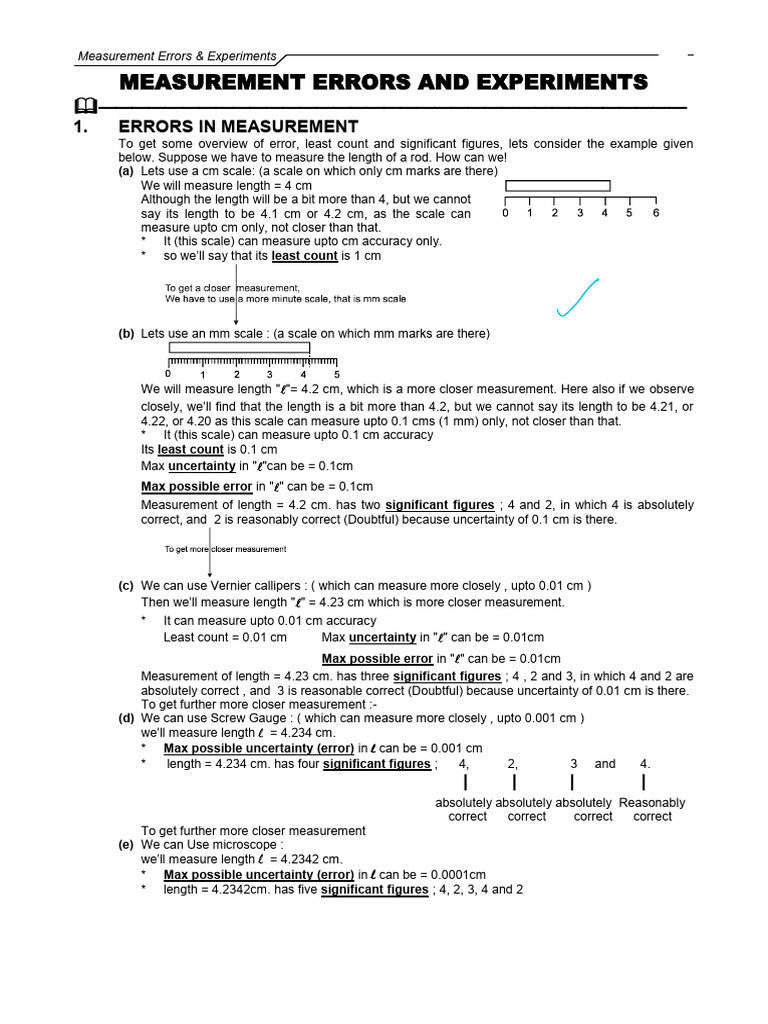 (17569) Lecture Notes 1 Measurement Error & Experiment e | PDF ...
