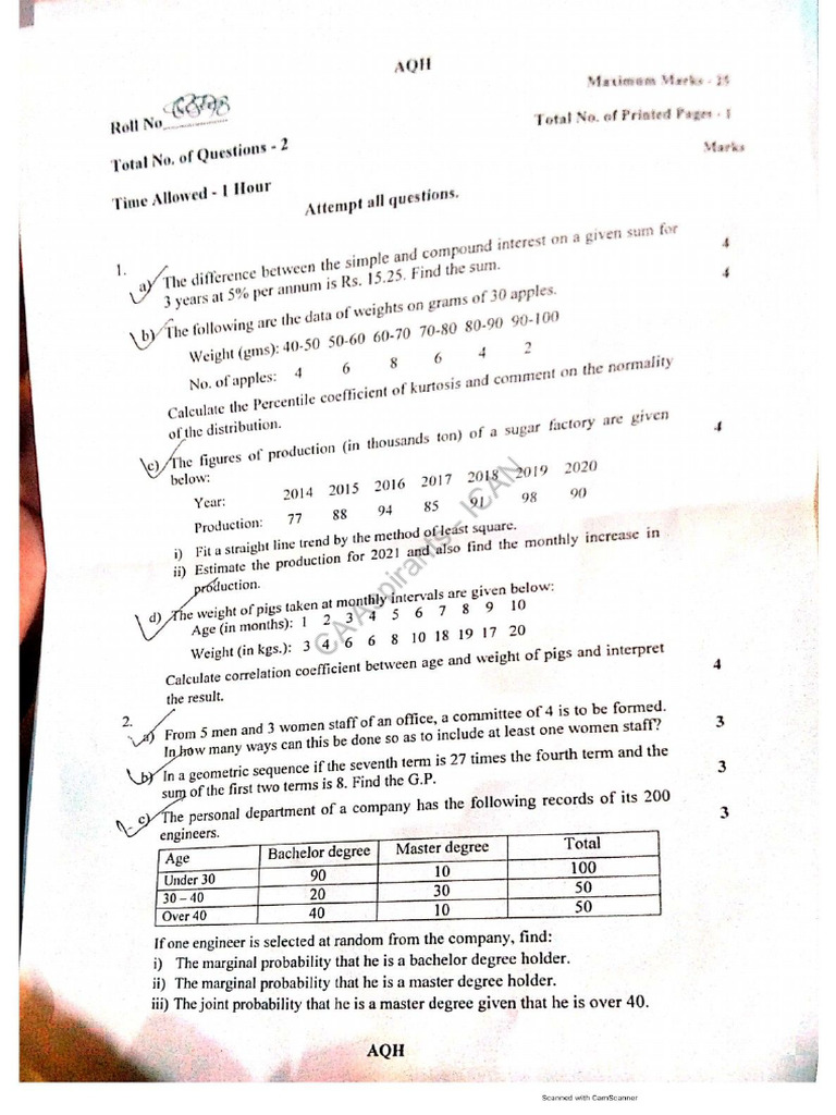 Maths & Stat QP | PDF