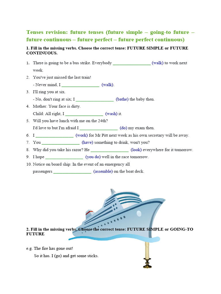 Future Tenses Exercises | PDF | Grammatical Tense | Linguistics