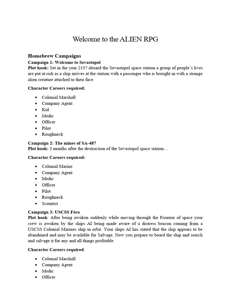 ALIEN RPG Rules | PDF