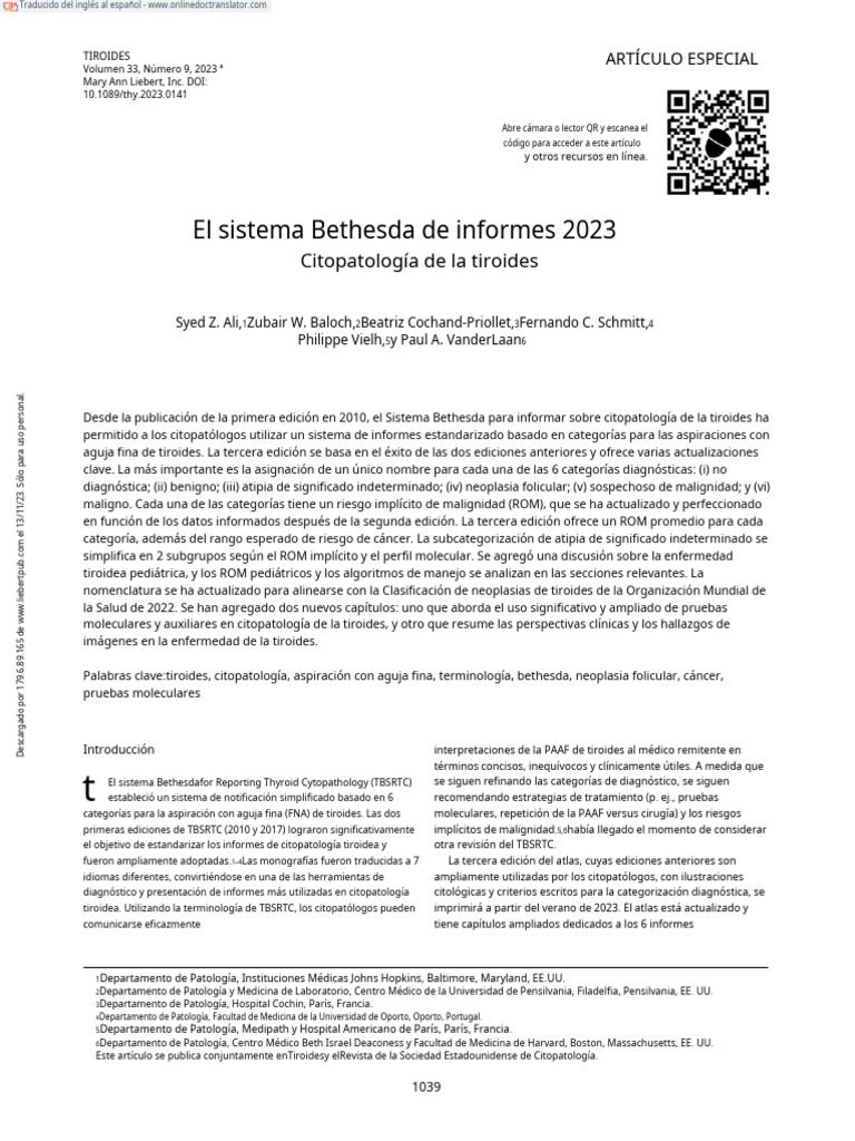 2023 Bethesda Cytopathology - En.es | PDF | Citopatología | Cáncer