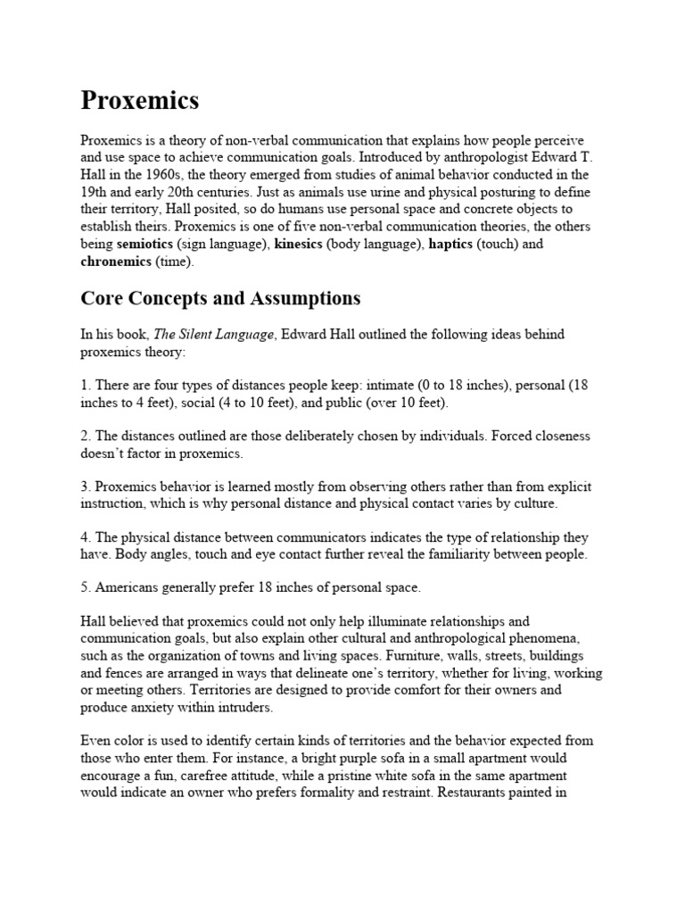 12 Proxemics | PDF | Communication | Nonverbal Communication