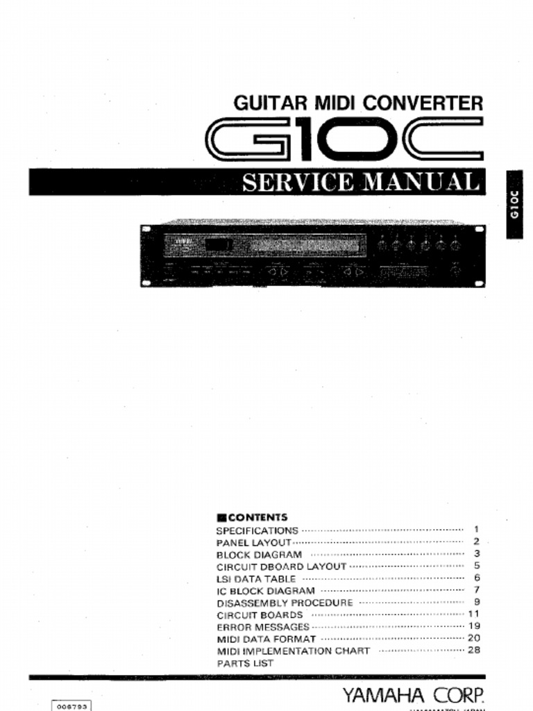 Yamaha G10C Guitar Midi Converter Service Manual | PDF