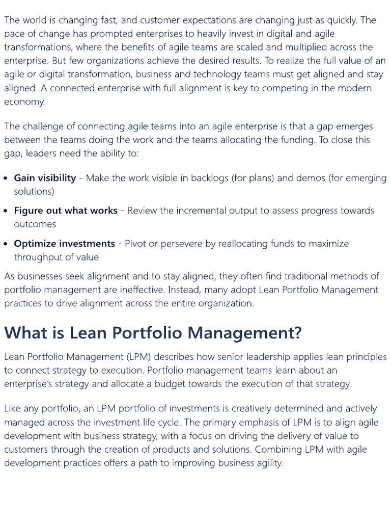 Lean Portfolio Management | PDF