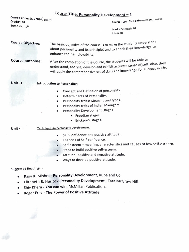 Personality Development-I | PDF | Career & Growth | Self-Improvement