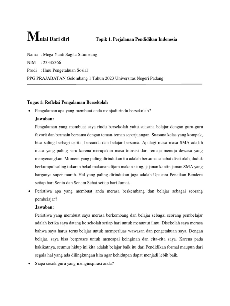Mulai Dari Diri Tugas 1-Mega Yanti Sagita Situmeang | PDF