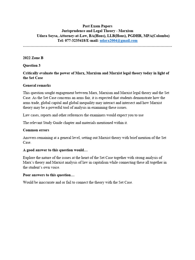 Juris Past Papers - Marxism (20230218 - 190942) | PDF | Marxism | Karl Marx