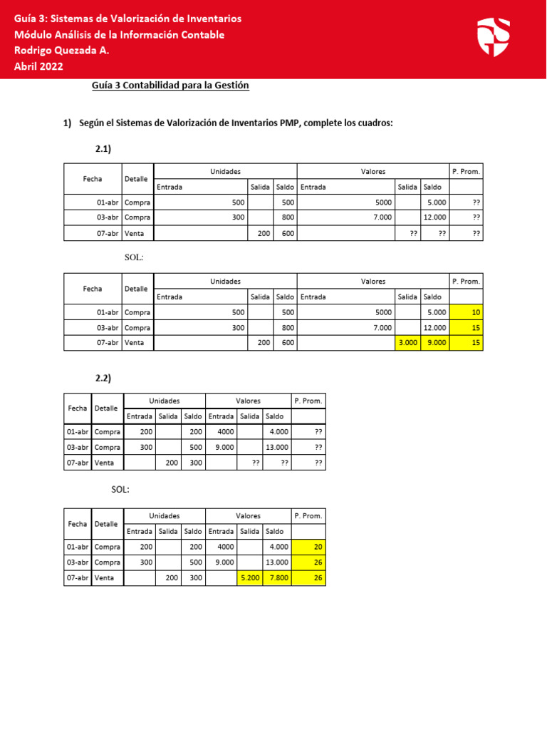 Valorización de Inventarios, LIFO, FIFO, PMP | PDF