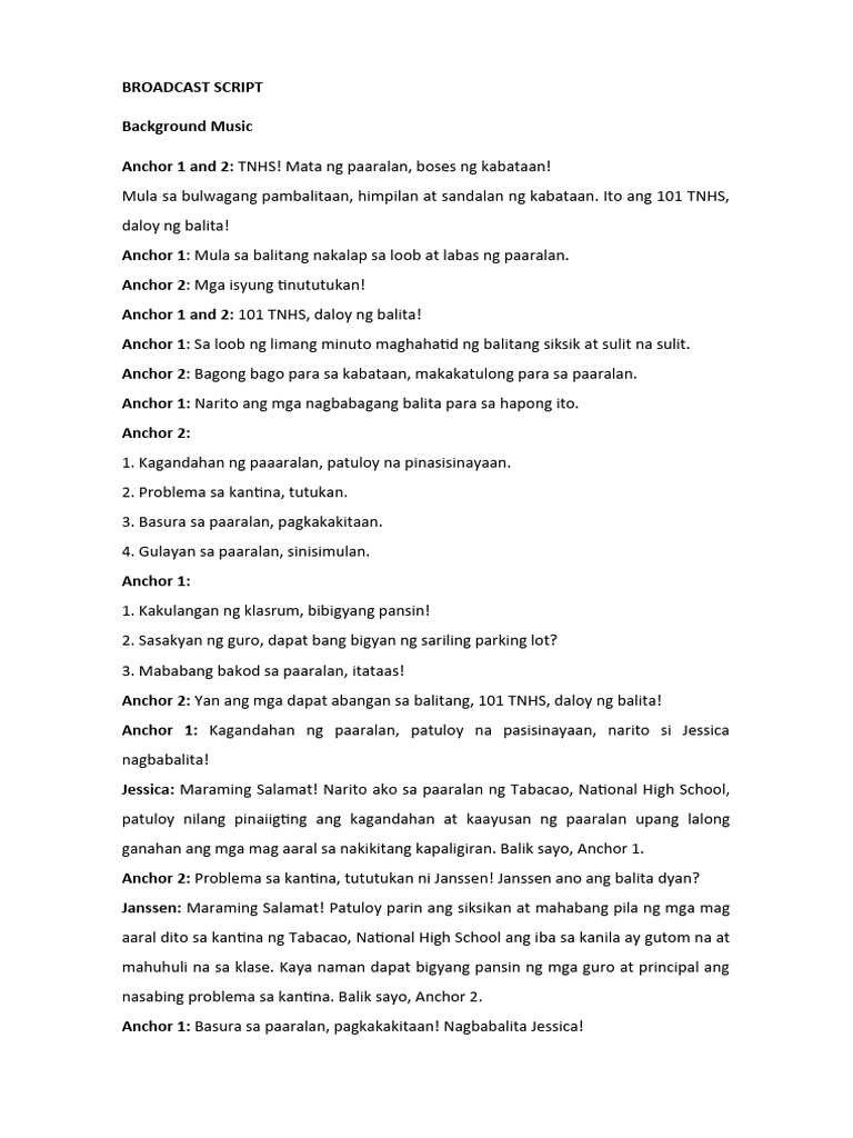 Broadcast Script | PDF