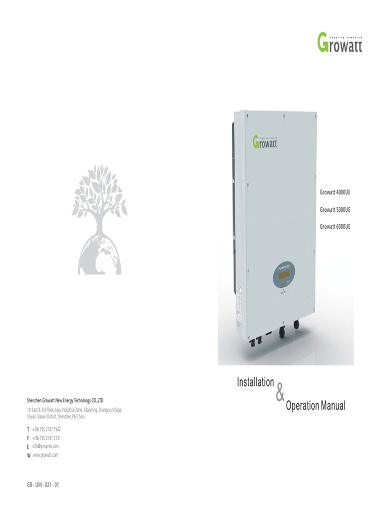 Growatt UE Inverter Installation Manual | PDF